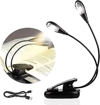 SULIVES Dual-Head Book Light, Rechargeable Reading Light, Eye Caring ...