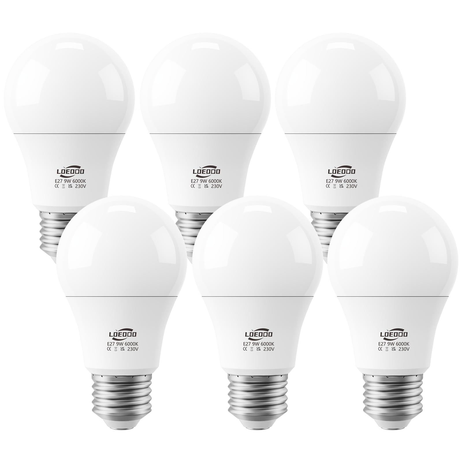 LOEODO E27 Screw LED Bulb 60W Equivalent, 9W Light Bulb, 806 Lumens ...