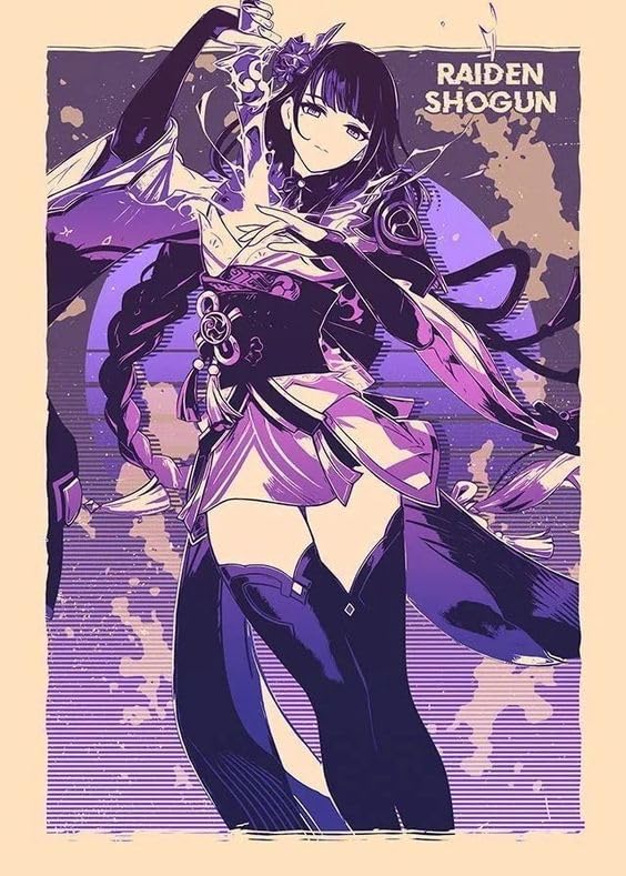 Raiden Shogun Genshin Impact Poster - 170 GSM 12x18 Unframed Multicolor ...