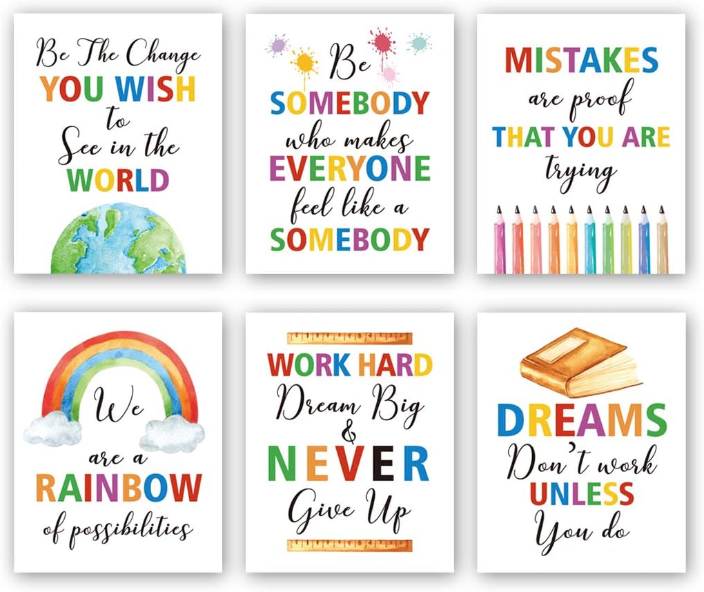 Colorful Words Art Prints, Set of 6 (8”X10”), Inspirational Quotes ...