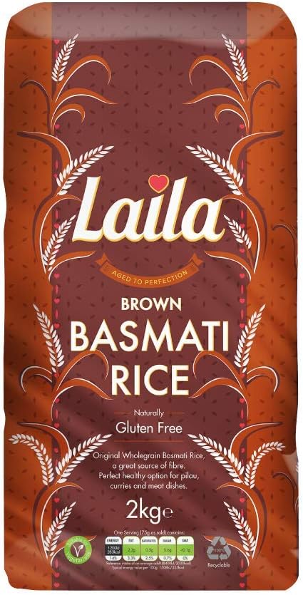 Laila Brown Basmati Rice 2 Kg - 100 % Gluten Free - Brown Basmati Rice ...