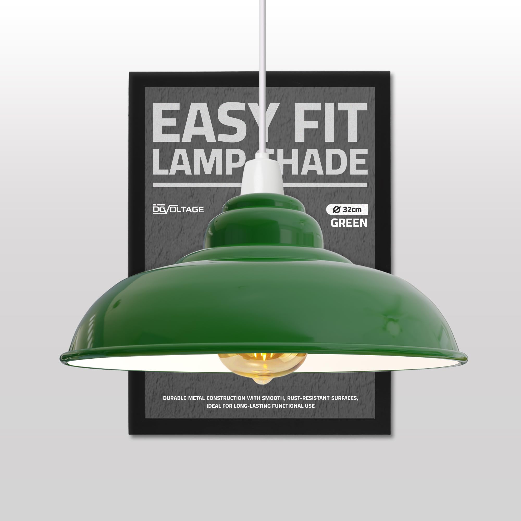 Retro Industrial Green Ceiling Light Shades, Rustic Metal Curvy 32cm ...