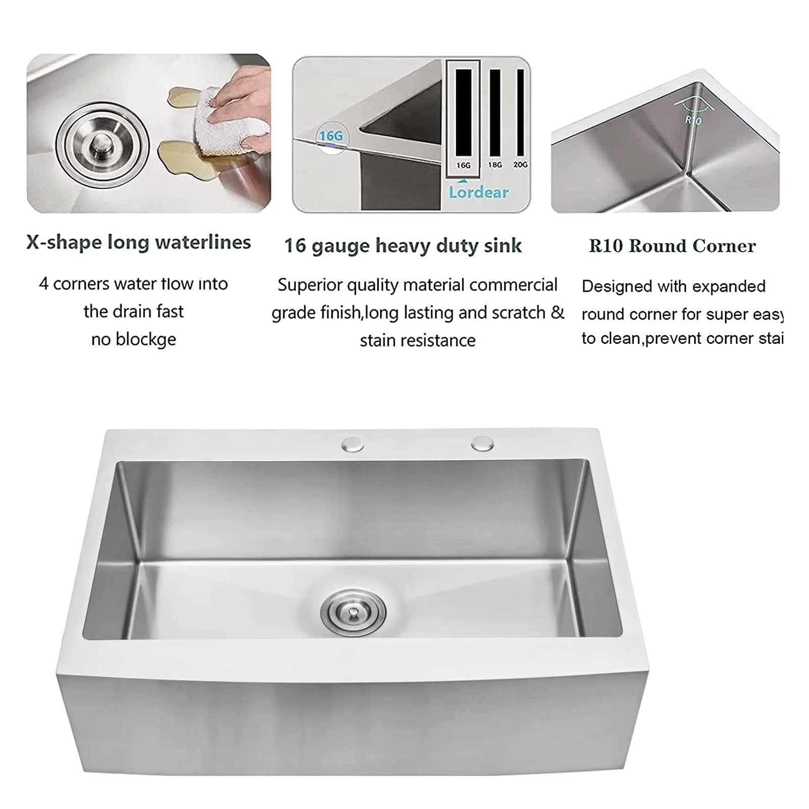 Snapklik.com : 33 Drop In Farmhouse Sink 33 Inch Farm Sink Drop-in ...