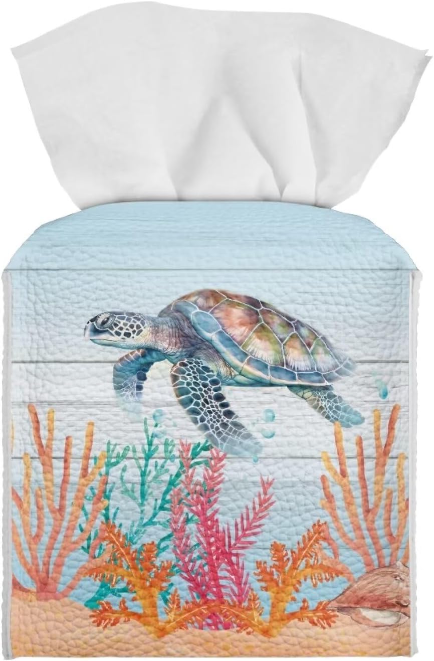 Amazon.com: AFPANQZ Sea Turtle Print Tissue Box Cover Durable Leather ...