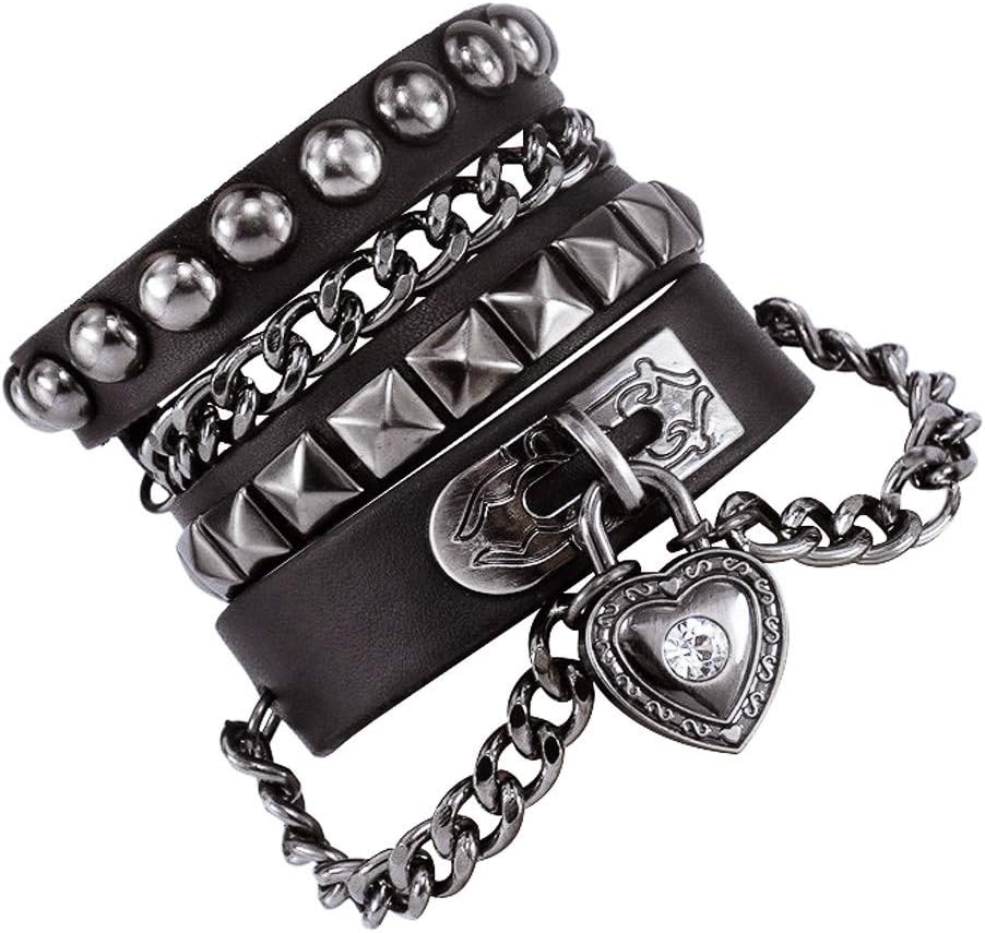 Amazon.com: Bystar Unisex Retro Punk Rock Multi Circle Rivet I Love You ...