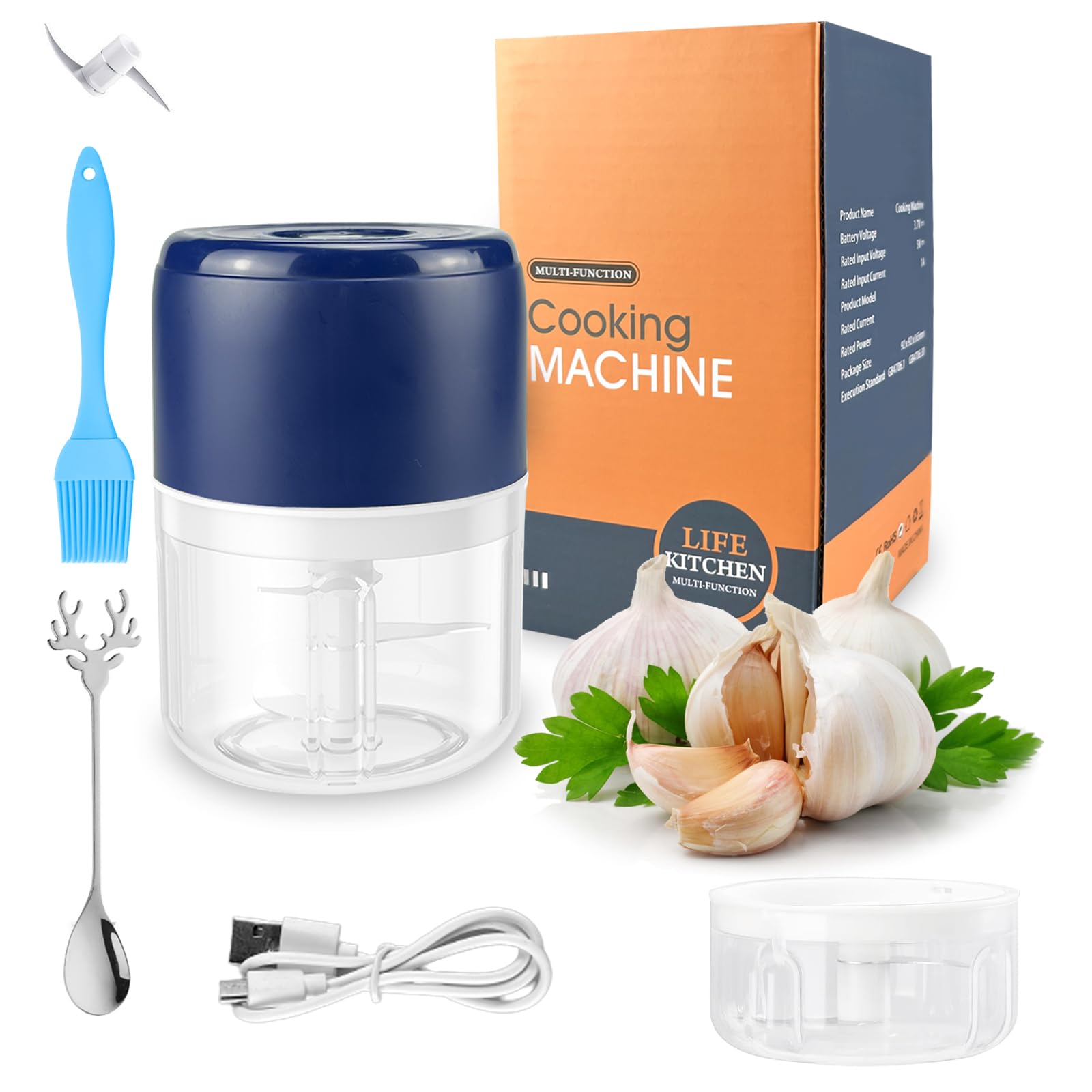 Amazon.com: Electric Mini Garlic Chopper, Portable Veggie Chopper, 100 ...