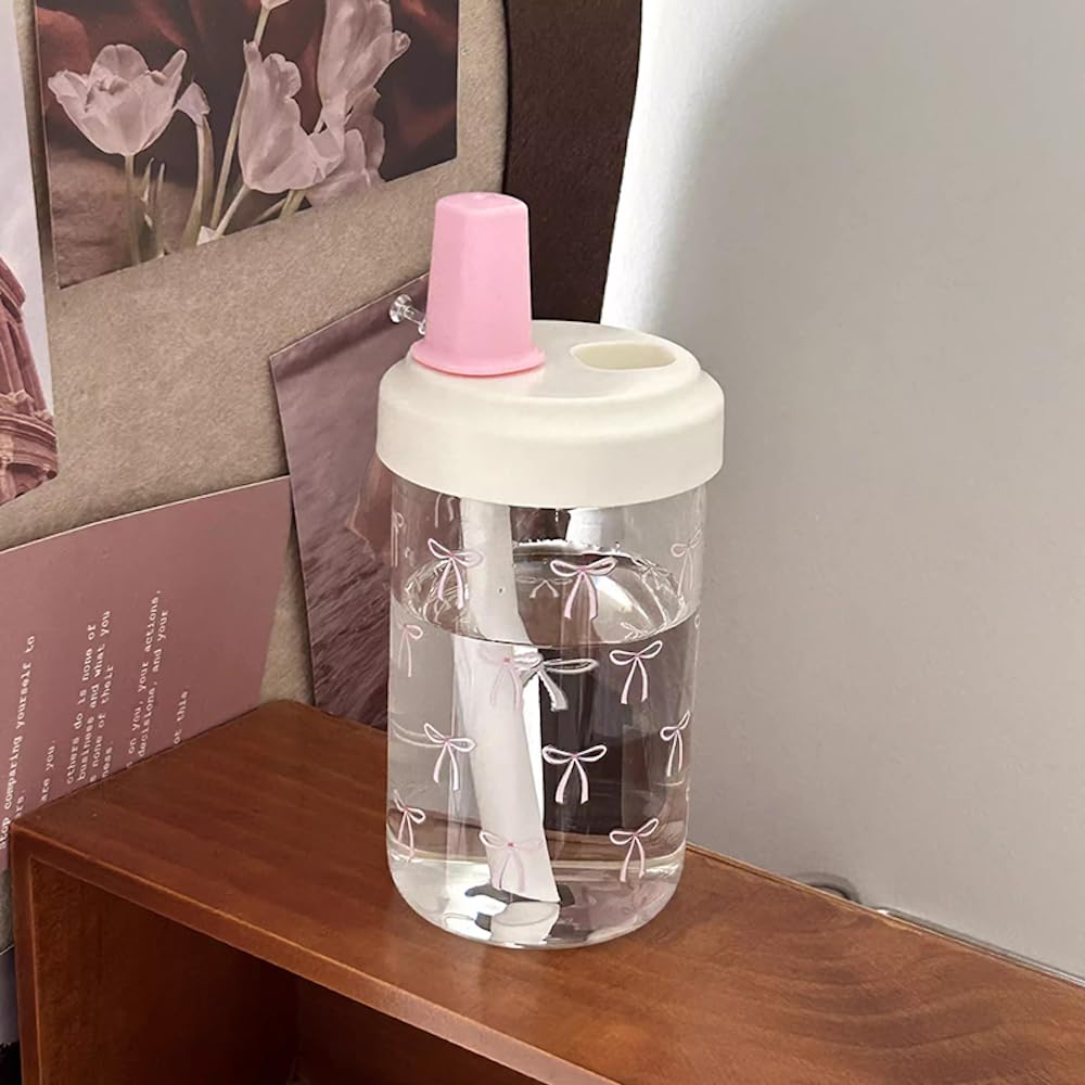 Amazon.com: Coquette Water Bottle with Straw 16.9 oz Bowknot Cutecore ...