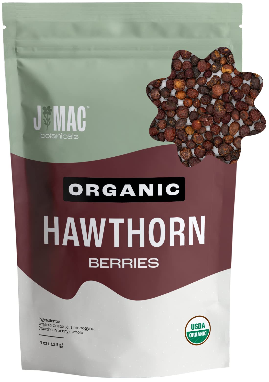 Amazon.com : J Mac Botanicals, Organic Dried Hawthorn Berries Whole (4 ...