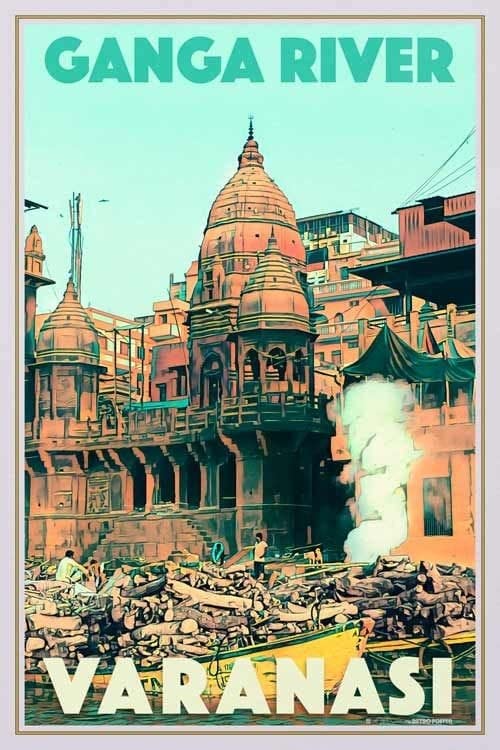 Varanasi ganga river old retro wall poster (12 * 18 inches wall poster ...