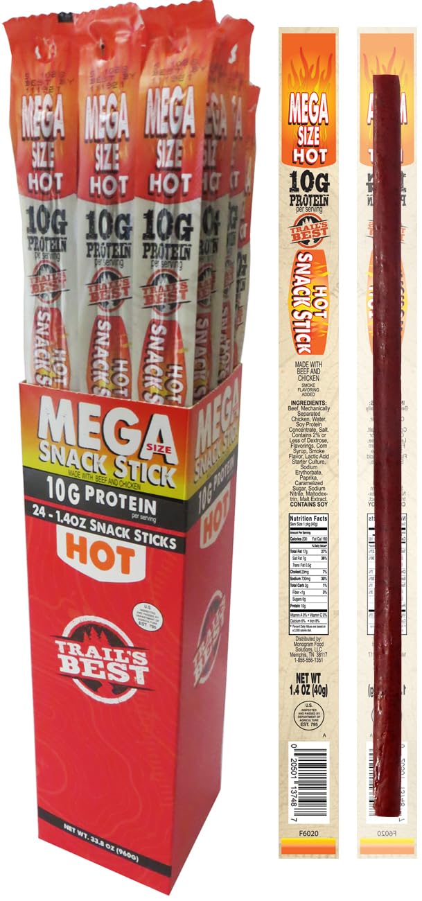 Amazon.com: Trail’s Best Hot Mega Sticks - 1.4oz Each (24 Count ...