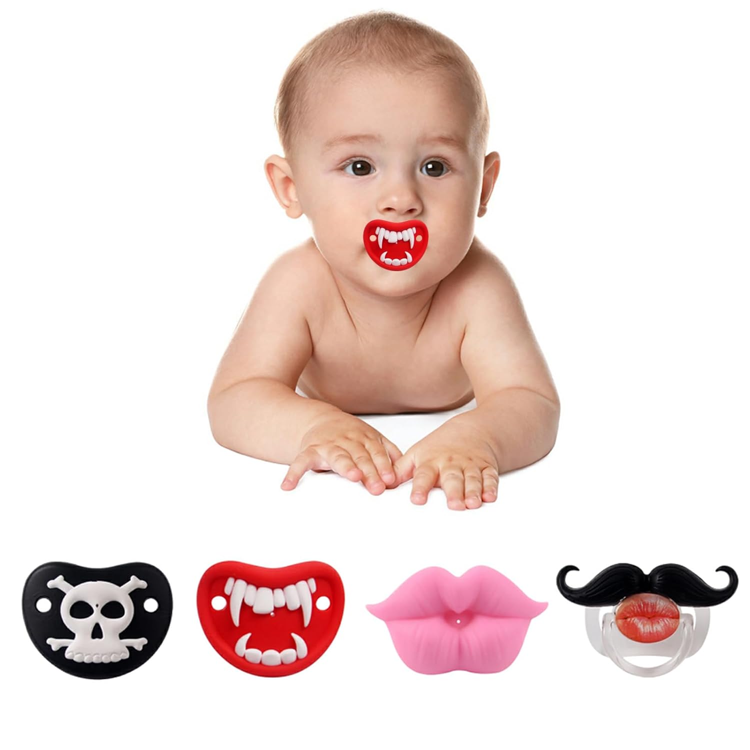 Amazon.com : ROBBEAR 4-Pack Funny Baby Pacifier, Cute Kiss Lips ...