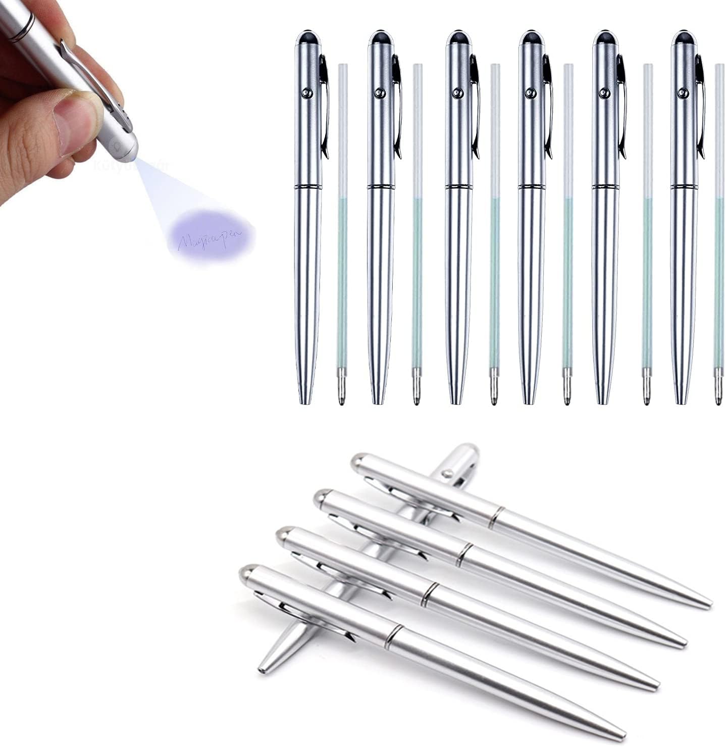 SYOSI Invisible Disappearing Ink Pen, 10Pcs Magic Pen With Glow Light ...