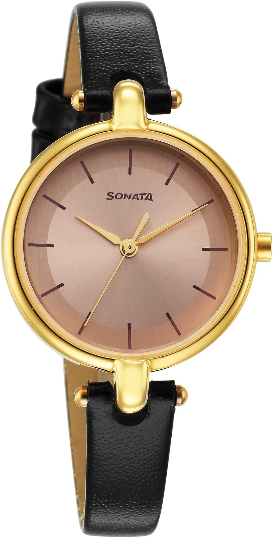 Sonata Gold Edit Pink Dial Women Analog Watch with Leather Strap ...
