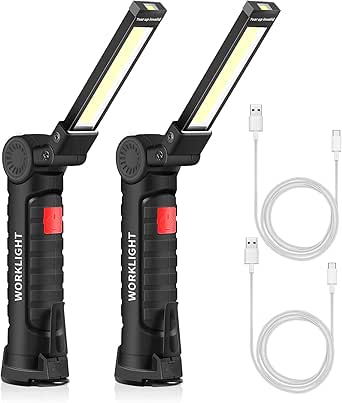 AIWMQYYF Handheld Rechargeable LED Work Light, 2 Pcs Black LED COB ...