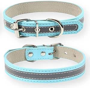 Amazon | [LaLUCA GOODS] 首輪 犬 猫 革 定番 スタンダード PU レザー シンプル 反射素材 小型犬 中型犬 ドッグ 散歩 カラフル ブルー S | LaLUCA ...