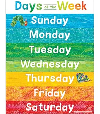 World of Eric Carle Days of the Week Chart, 17" x 22" Eric Carle Early ...