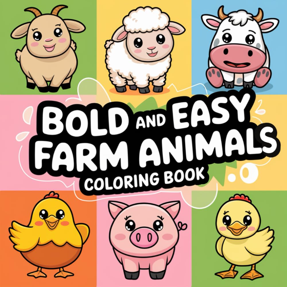 Amazon.com: Farm Animals Bold and Easy Coloring Book: Over 50 Fun and ...