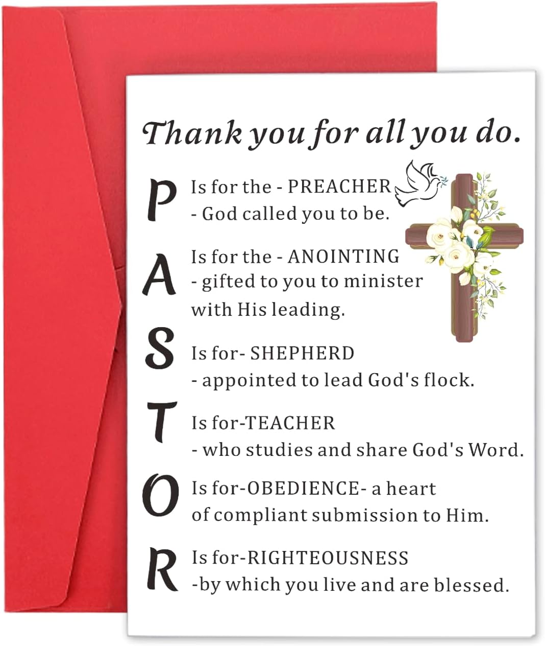 Amazon.com: KINMES Pastor Appreciation Card for Men Women, Thank You ...