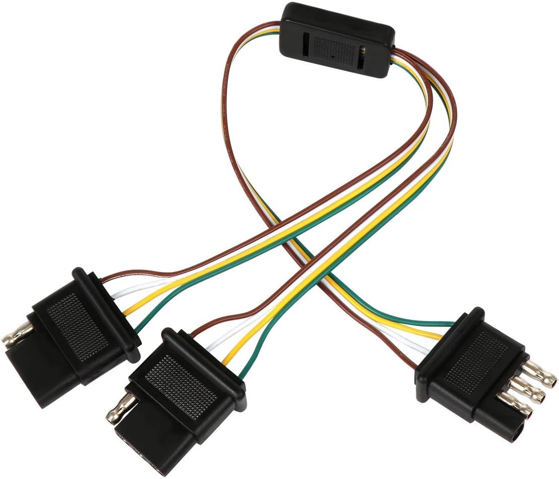 Amazon.com: Wigbow Flat 4 Pin Y-Splitter Adapter Trailer Harness - for ...