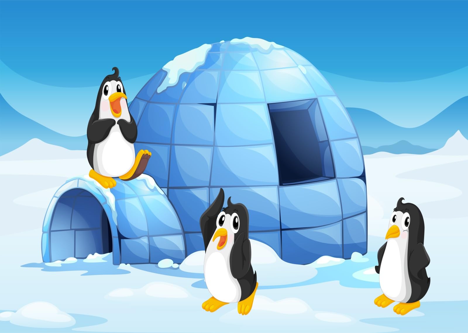 Igloo Cartoon Drawn Igloo Icehouse Cartoon Vector Illustration Icon