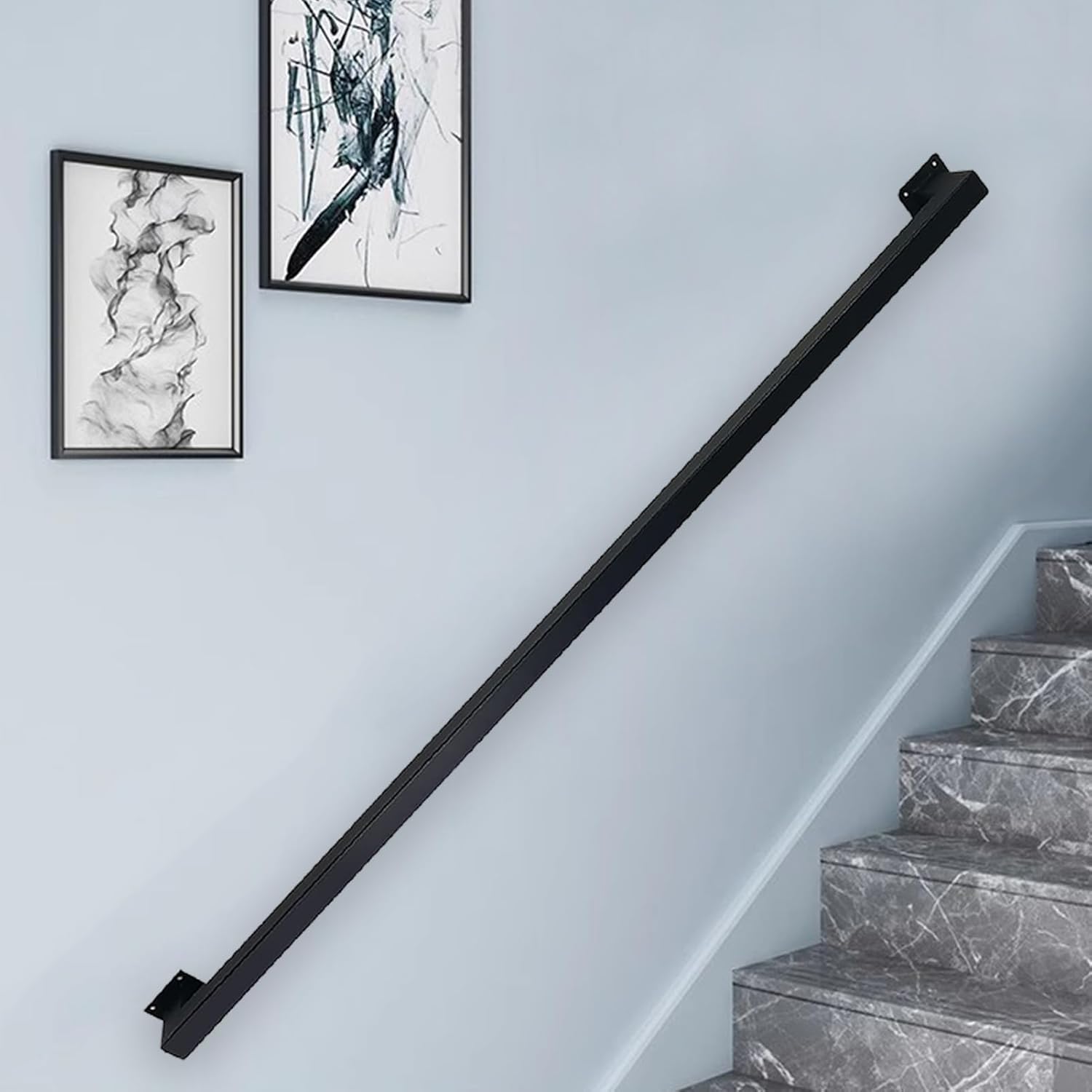 Amazon.co.jp: 1m 1.5m 2m 2.5m 3m Stair Handrail, Black Square Stair ...