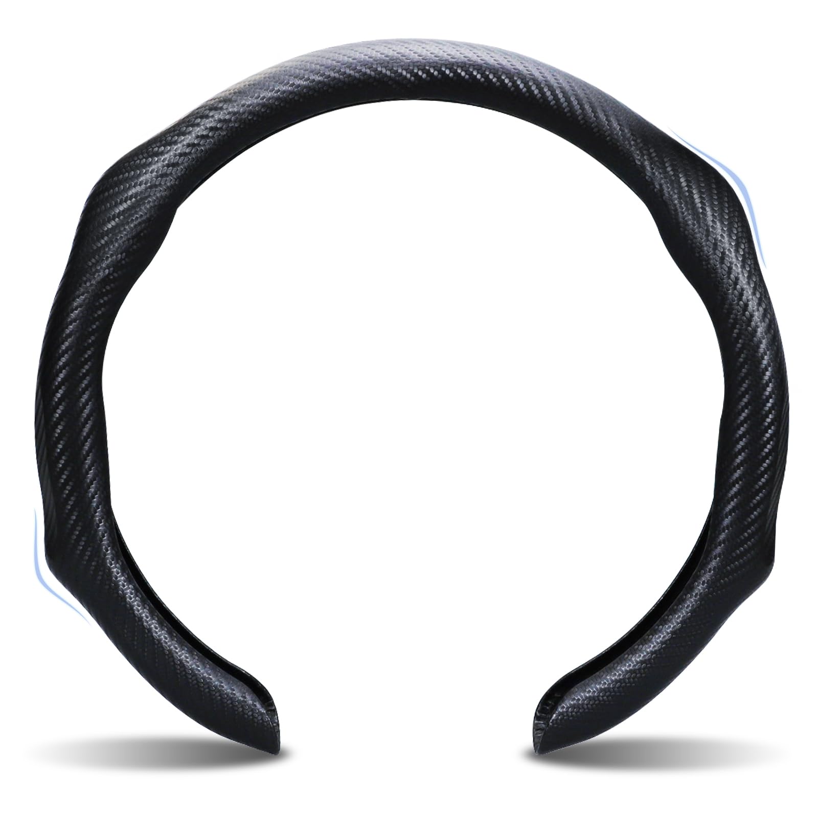 Amazon.com: Carbon Fiber Steering Wheel Cover, Snap On Car Steering ...