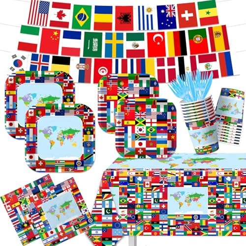 Amazon.com: International Flags of the World Party Tableware Flag Paper ...