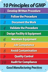 Amazon.com : Good Manufacturing Practices (GMP) 10 Principles Sign ...