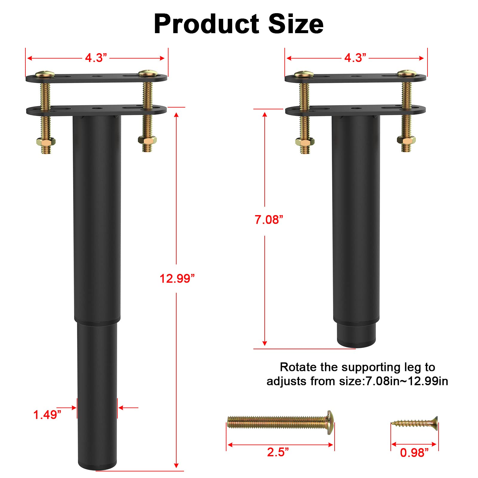 Snapklik.com : ForoGore 2PCS 7"-13" Adjustable Height Bed Frame Support ...