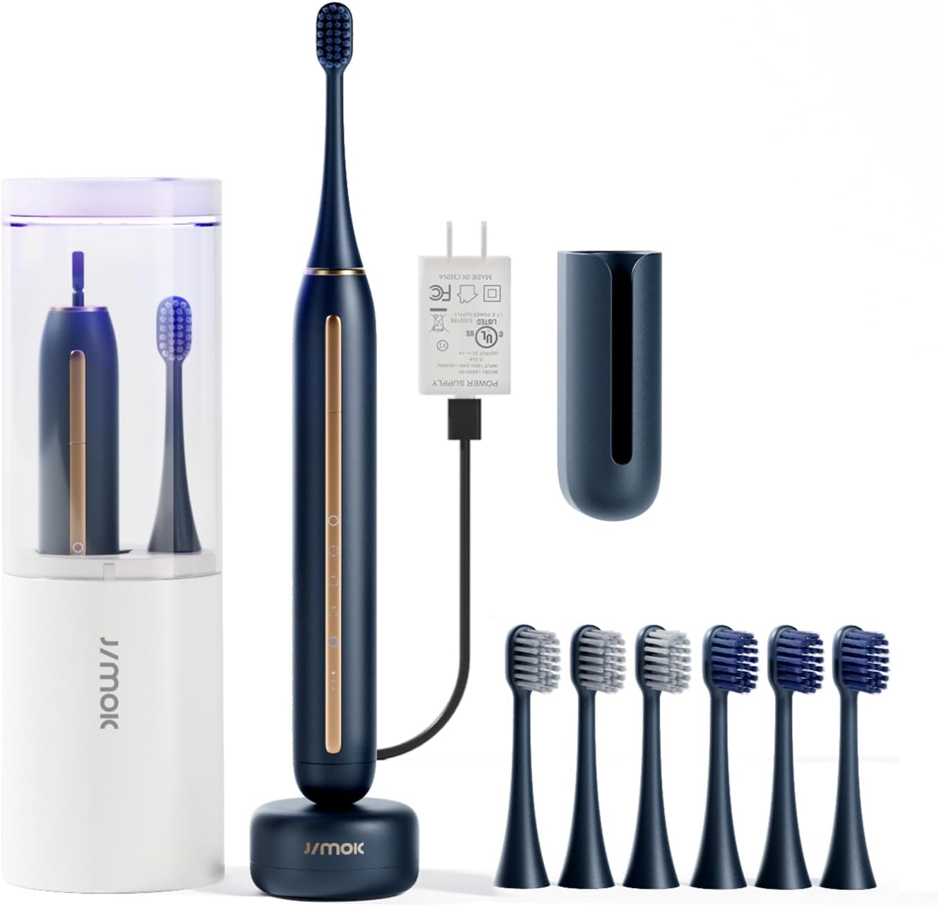 Amazon.com: JIMOK Sonic Rechargeable Electric Toothbrushes for Adults with 6 Brush Heads & UV ...