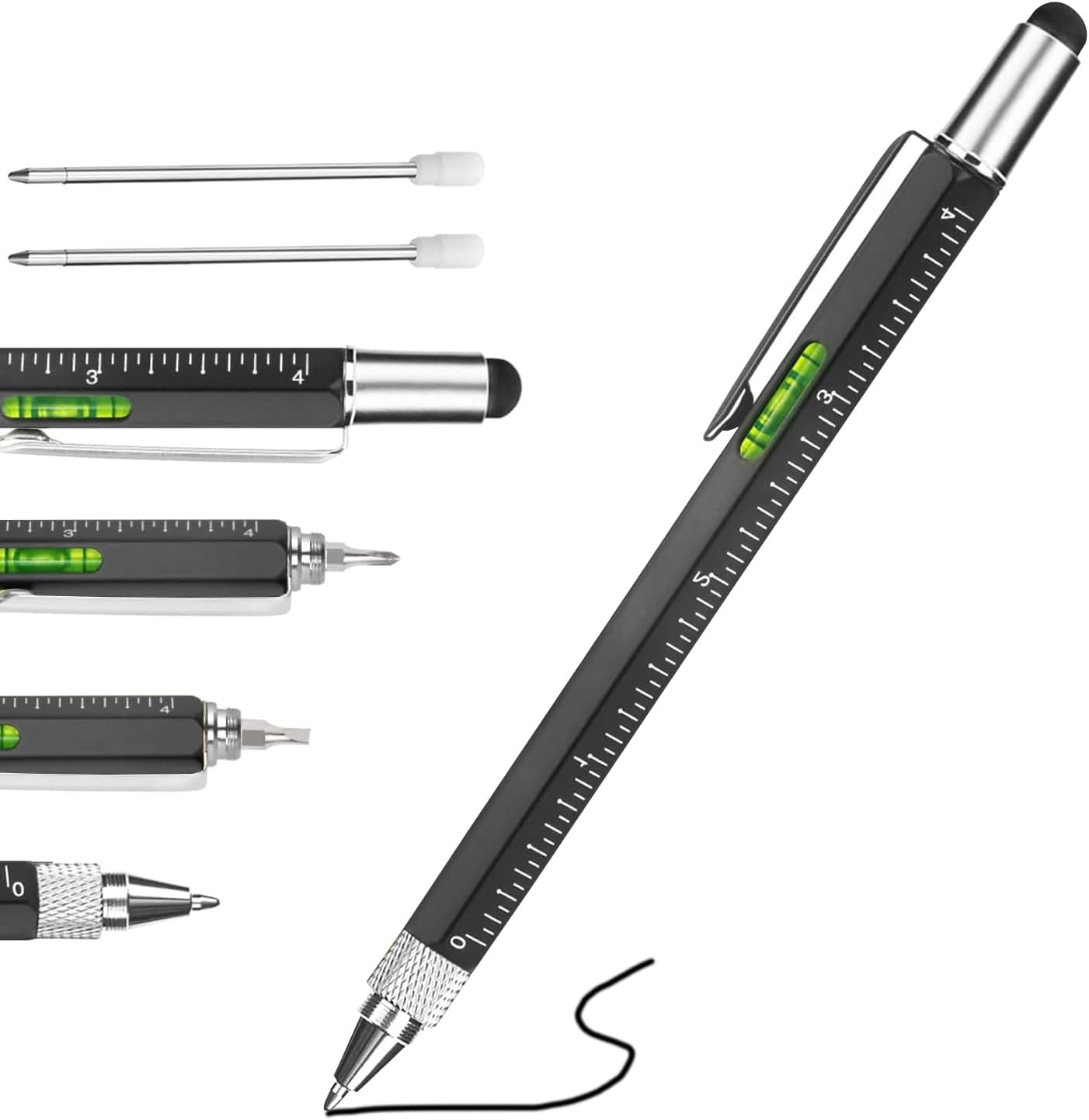 Black Ink Ballpoint Pens - 6-in-1 Multi Tool Pen Gadgets, Smooth ...