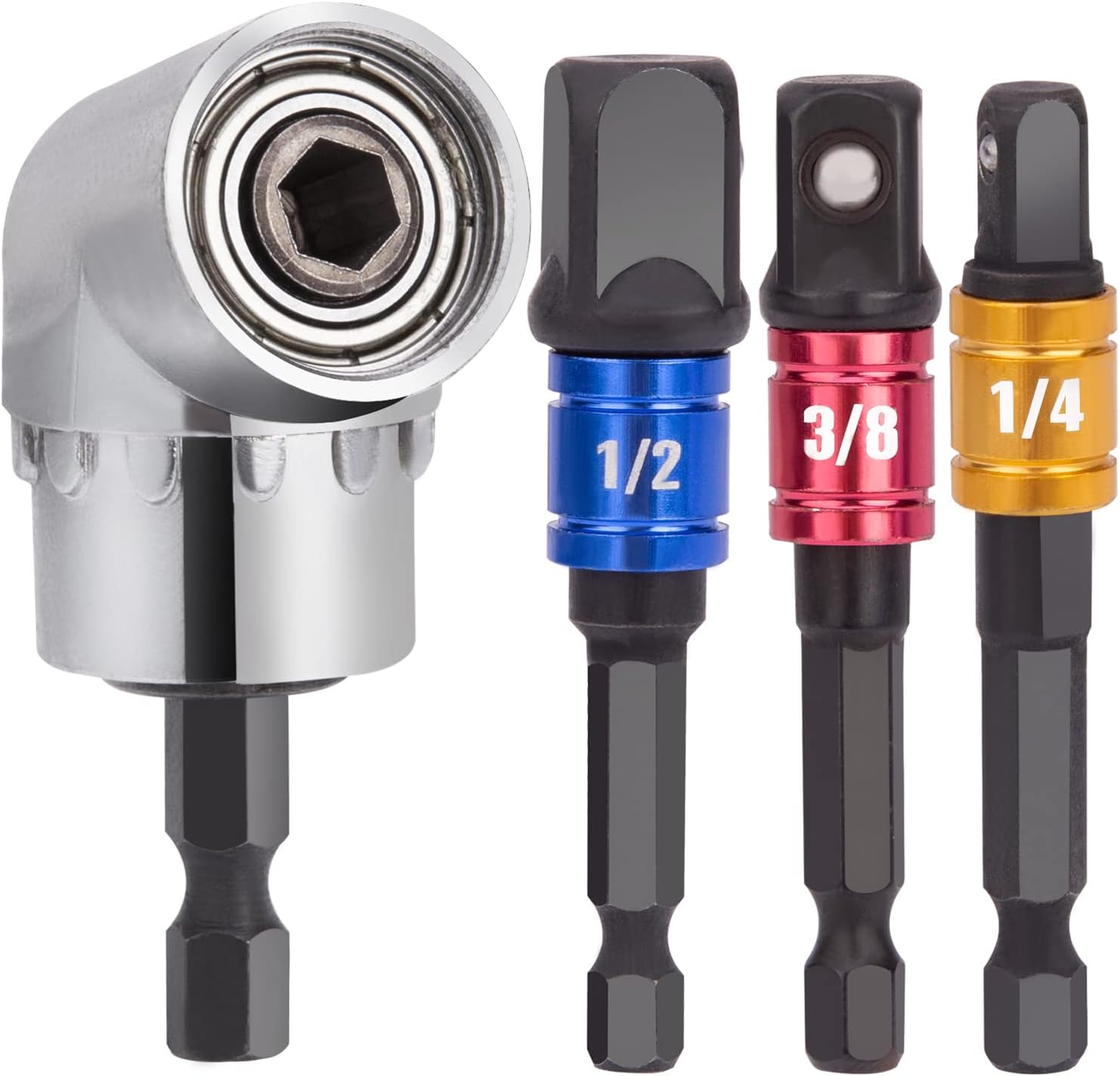 Hex Shank Impact Grade Socket Adapter, 1/4 3/8 1/2" Universal Socket ...