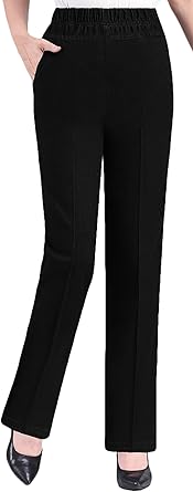 Youhan Women's Cotton Blend Denim Pants Casual Elastic Waist Pull On ...