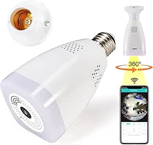 Amazon.com: Wireless WiFi Light Bulb Security Camera WiFi Smart 360 ...