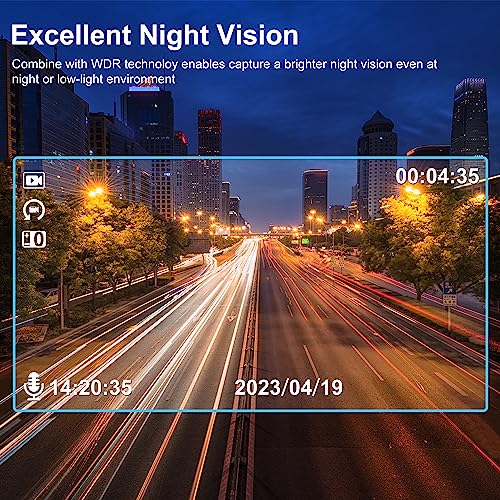 Dashcam Car FHD 1080P with 32GB TF Card Included, 4 Inch IPS screen car ...