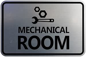 Amazon.com : Classic Framed Mechanical Room Sign (Brushed Silver ...