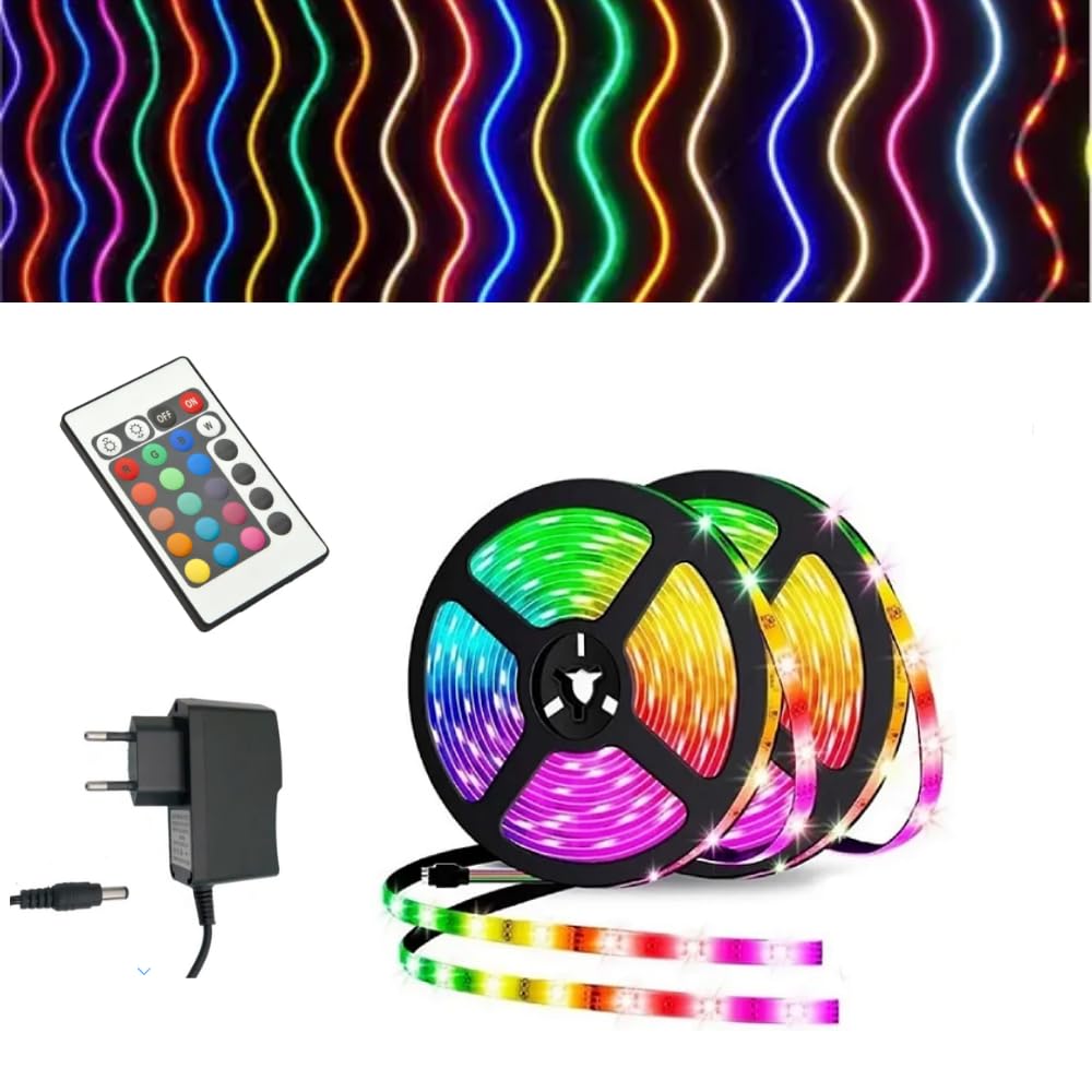 Fita Led Colorida RGB 5050 + Controle + Fonte 5 Metros IP 65 Resistente ...
