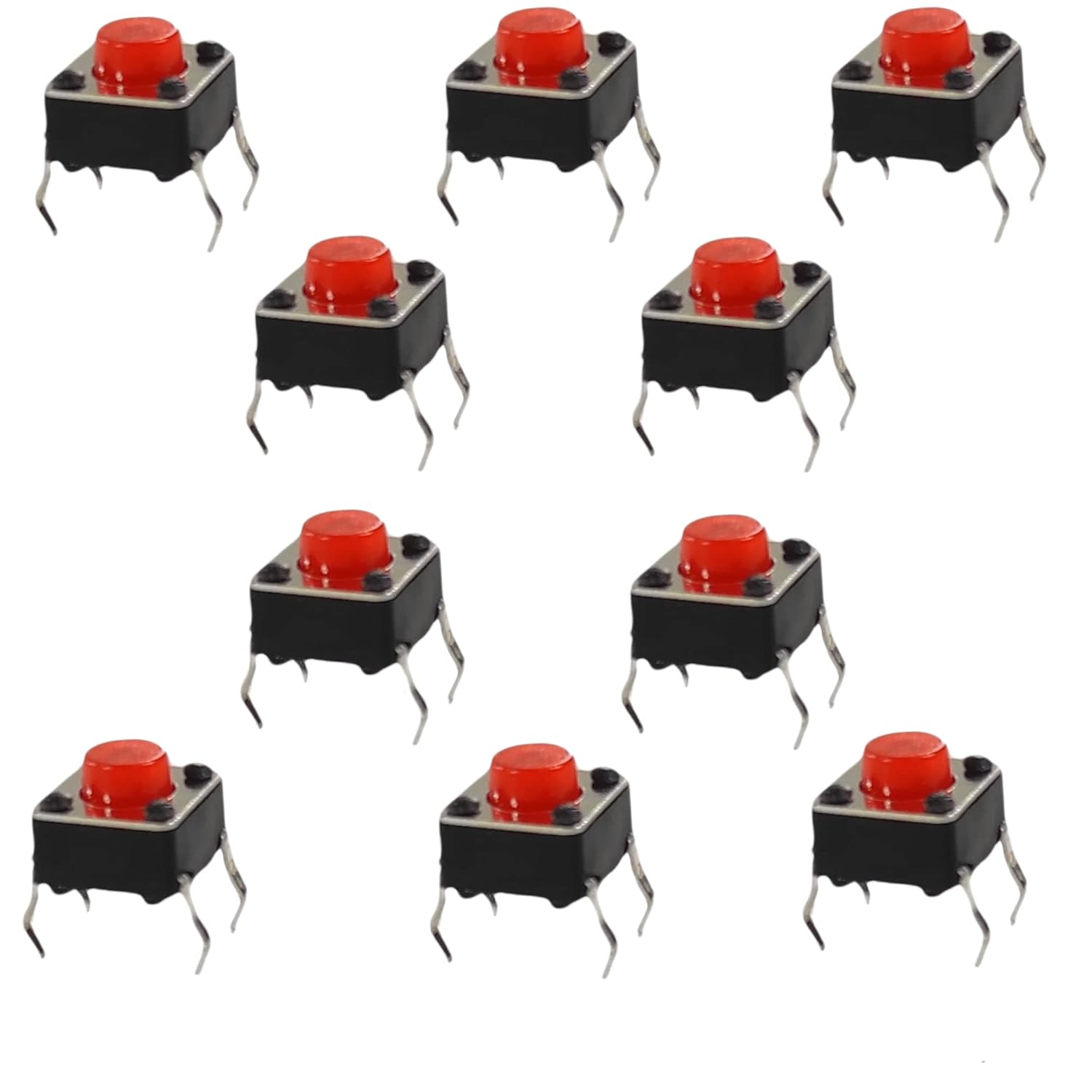 Push Button RED Tactile Micro Switch 12mm 4 pin Pack of 20 : Amazon.in ...
