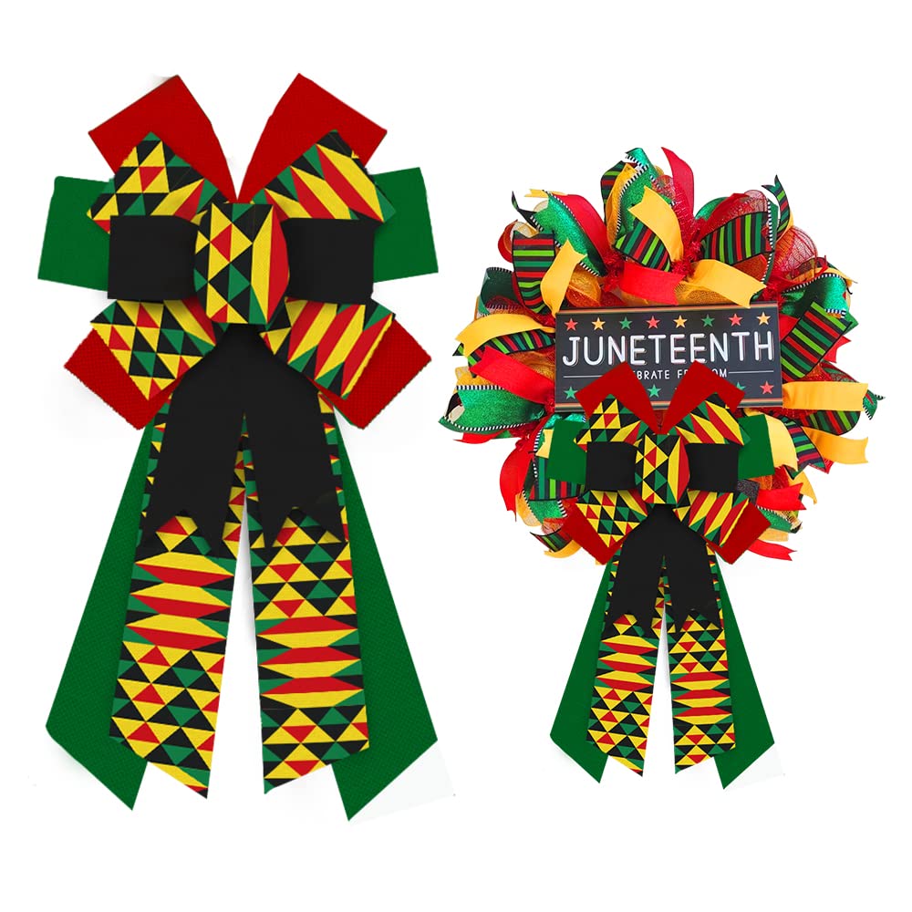 Amazon.com: ABTOLS Large Juneteenth Wreath Bow, Black History Month Bow ...