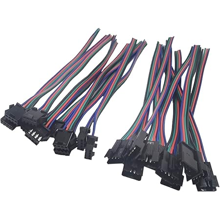 10 Pairs 4pin SM JST 15cm Cable Female/Male connectors for Led Strip RGB 5050 3528 WS2801 APA02 ...