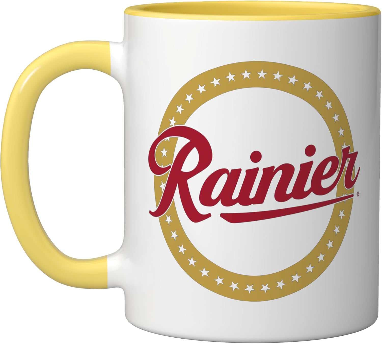 Amazon.com | Rainier Style - Ring Logo Ceramic Mug, Yellow/White ...