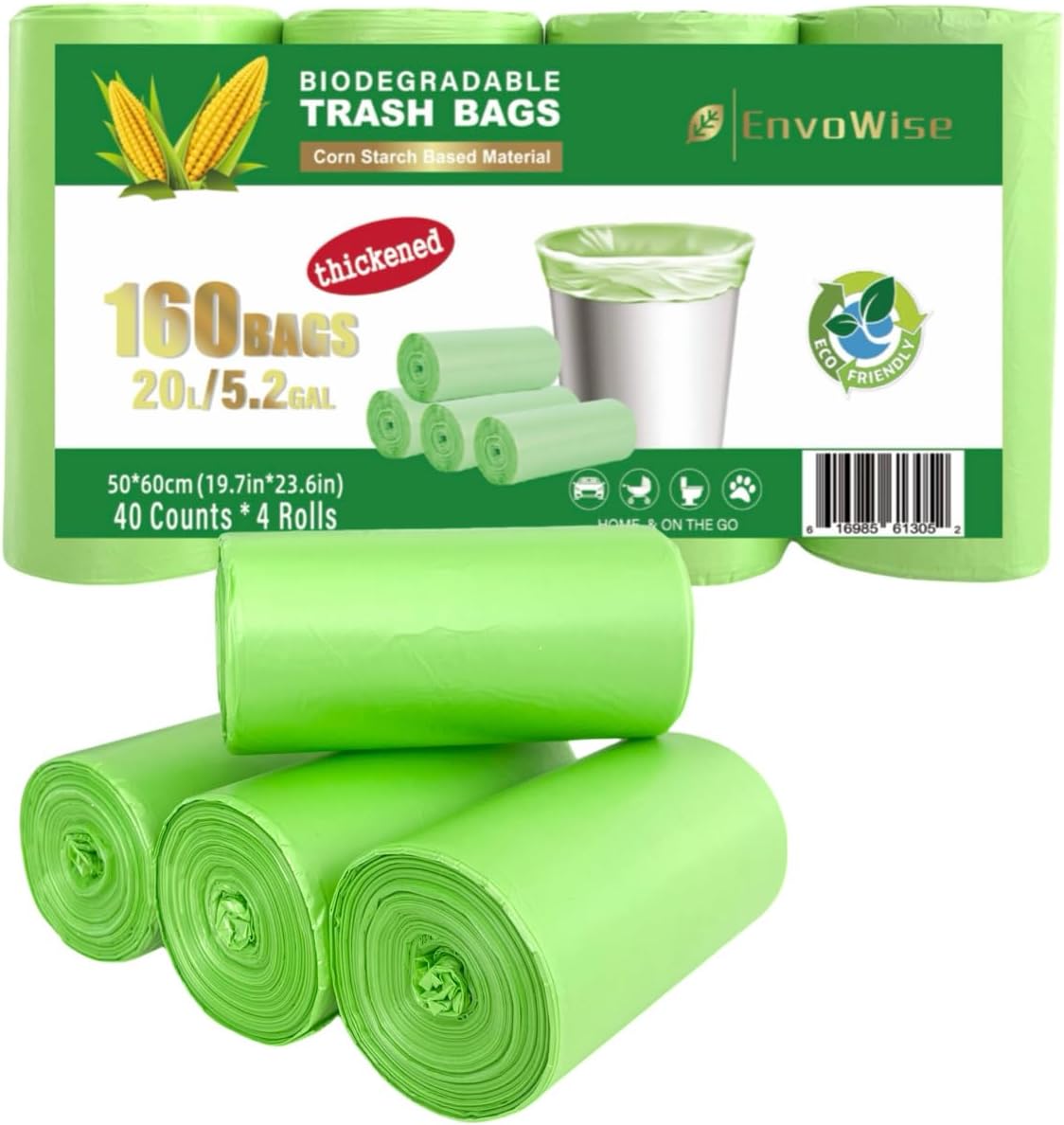 Amazon.com: 5.2 Gallon Biodegradable Trash Bags (THICKENED) | Eco ...