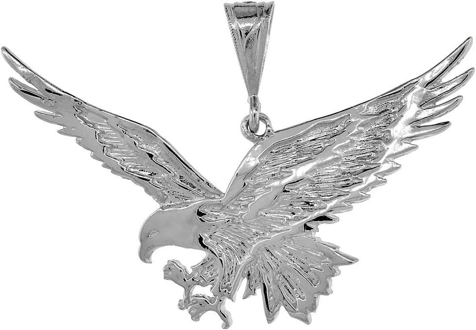 Sterling Silver Large Eagle Pendant, 2 3/16 inch Wide | Amazon.com