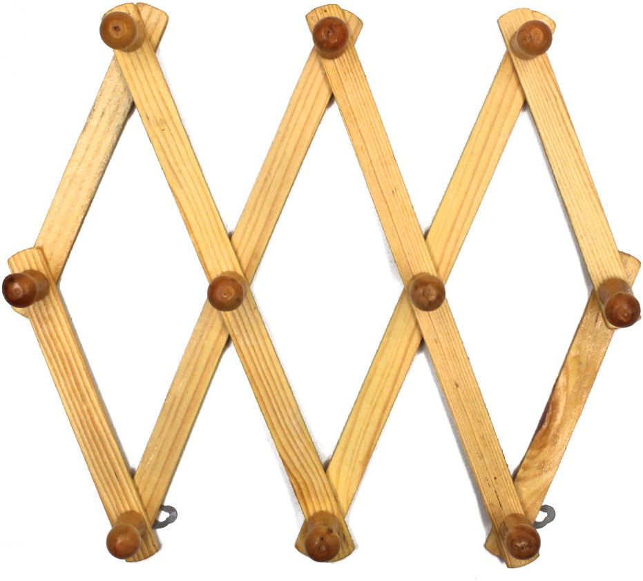 MMBOX Expandable Wooden 10 Peg Multi-Purpose Vertical Pegs Wallmount ...