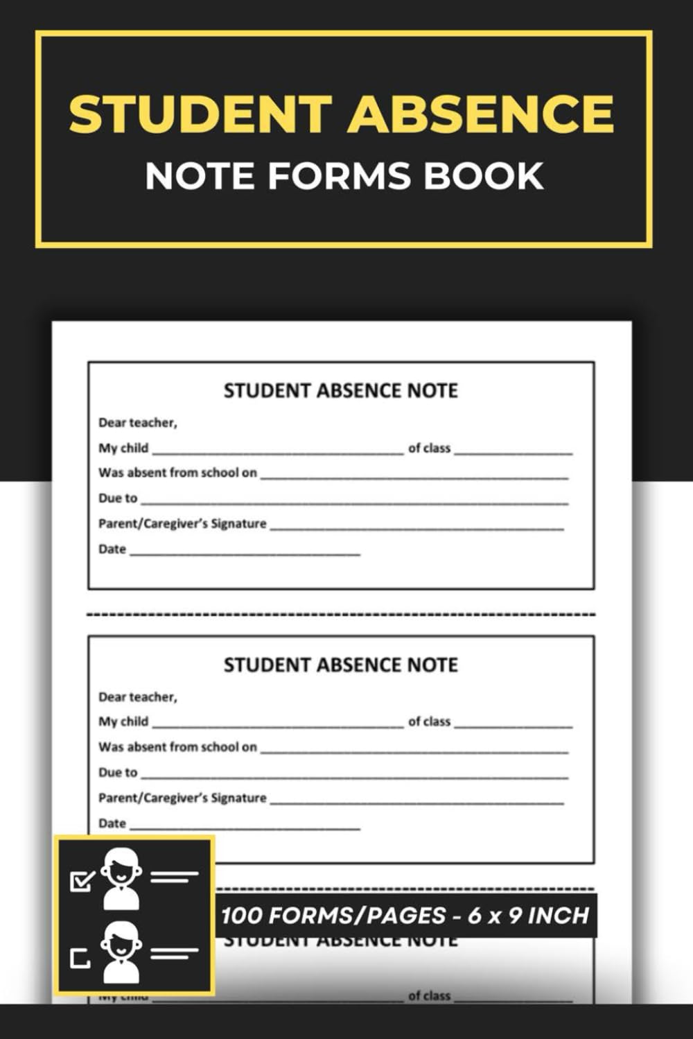 Student Absence Note Forms Book: School Absences Form | Schools Absence ...
