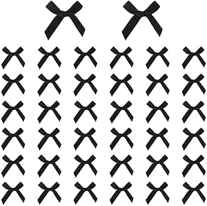 Amazon.com: Mini Black Bows 50 Pcs Satin Ribbon Bows 4x4cm Little Bows ...