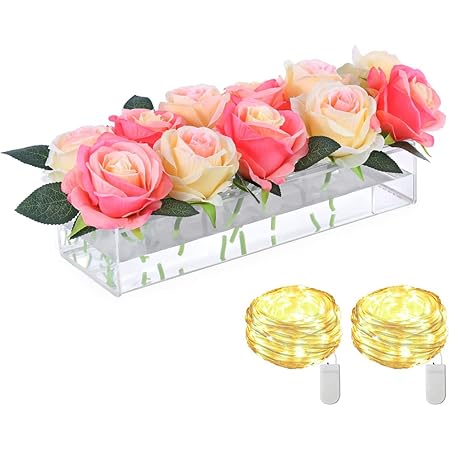 Amazon.com: Clear Acrylic Flower Vase Rectangular Floral Centerpiece ...