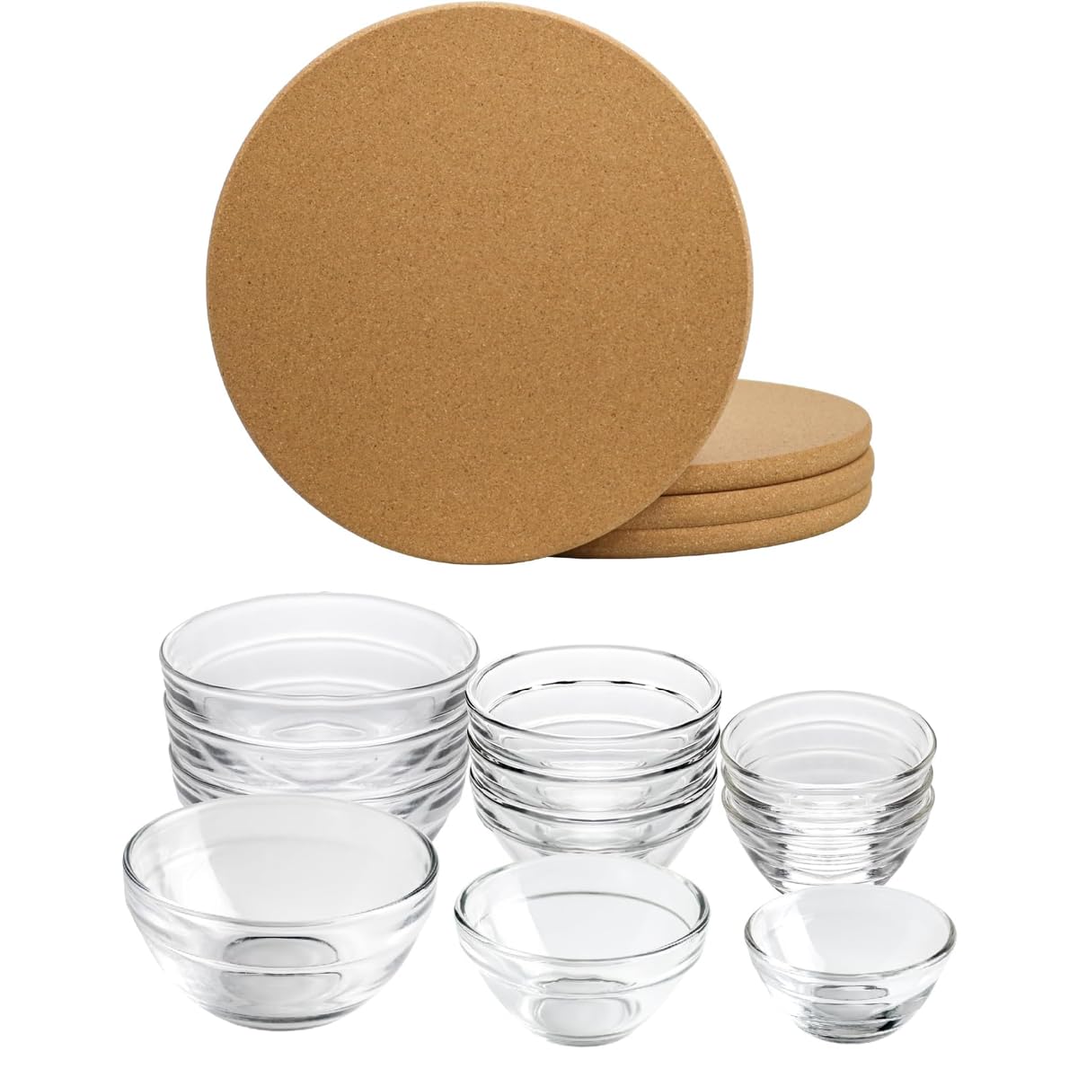 Amazon.com: Round Cork Trivets, 7.5 Inches, 4-Pack + 3 Sizes of Glass ...