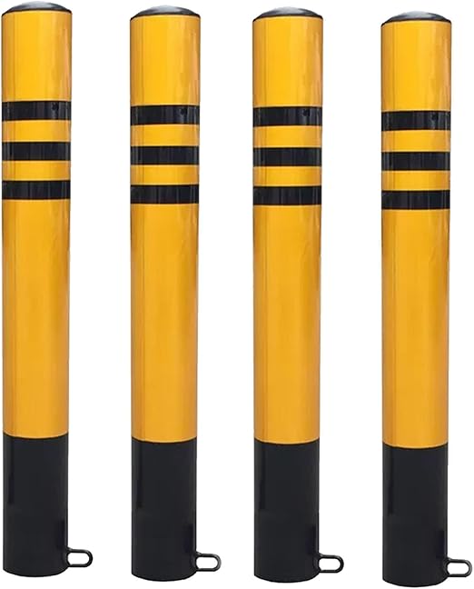 Parking Post Security Barrier Yellow for Driveways, Pack of 4 Barrier ...