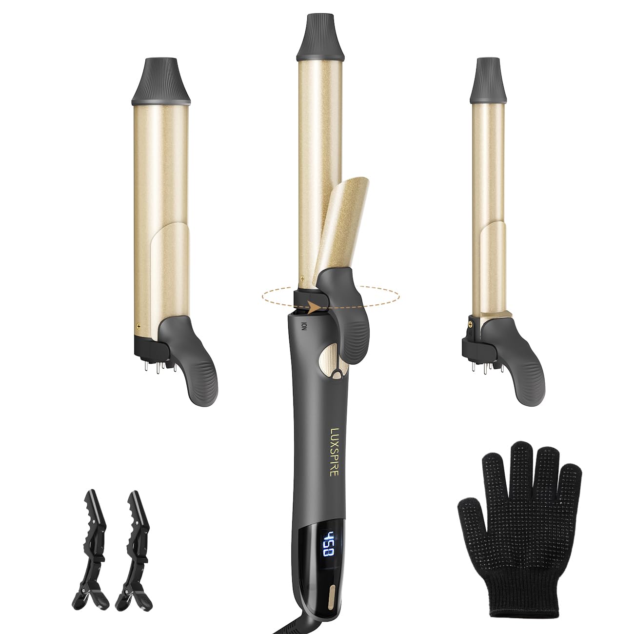 Amazon.com: Rotating Curling Iron, 3 in 1 Automatic Curling Iron Set ...